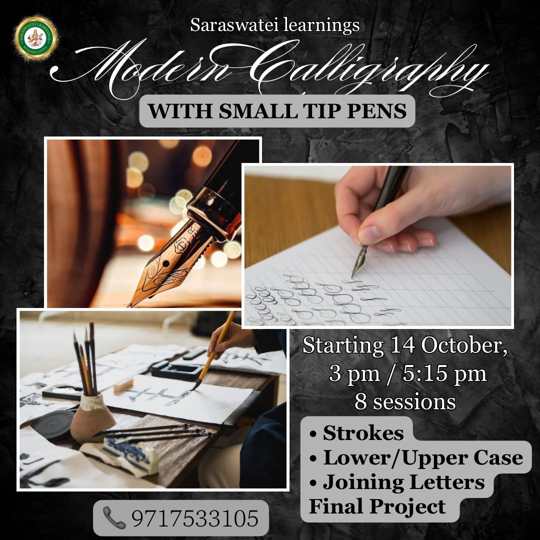 Saraswatei Learnings: Modern Calligraphy Workshop in Online